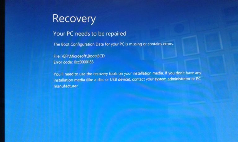 Blue Screen of Death Error Code 0xc0000185 – Earth's Lab